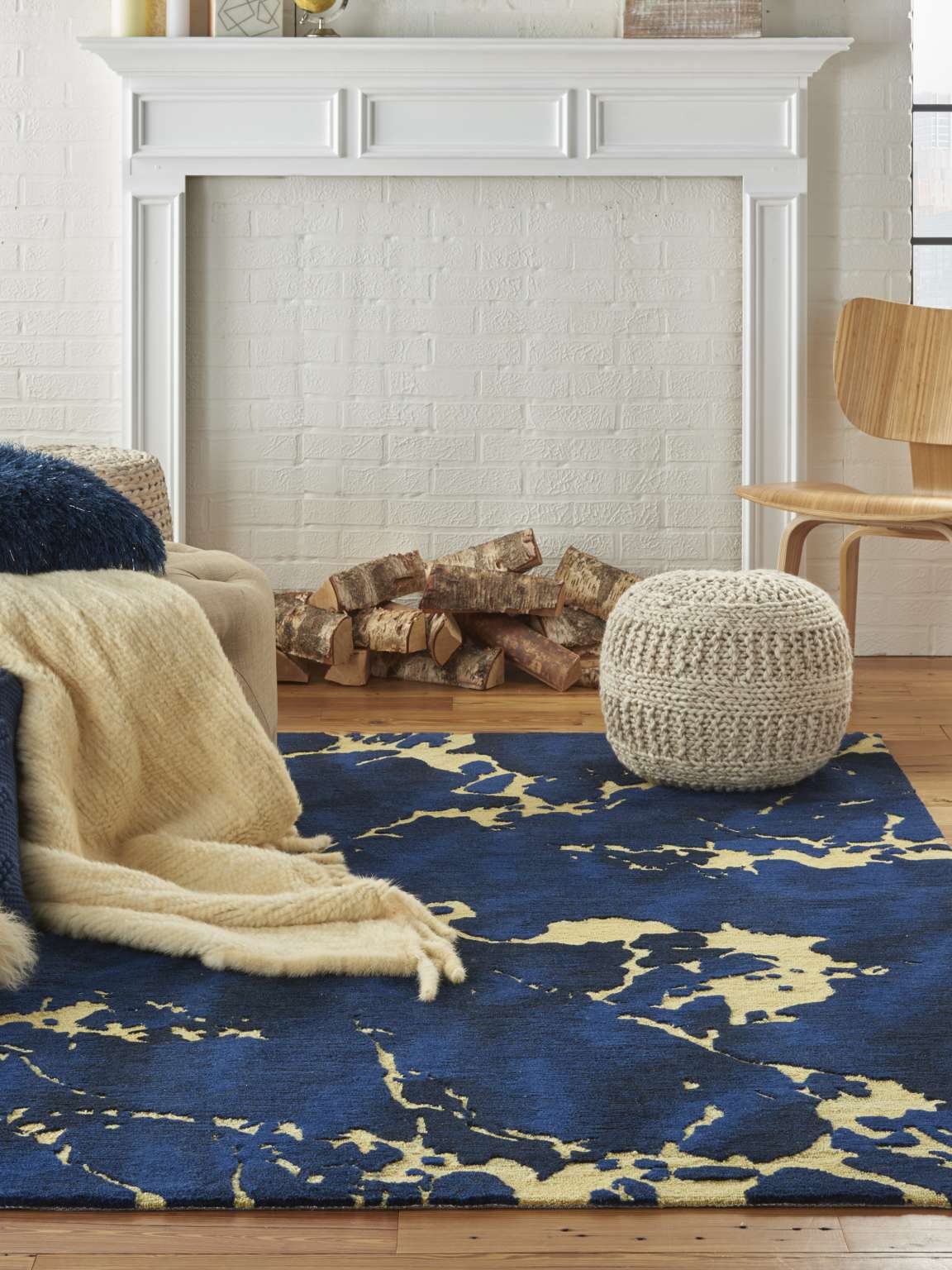 Nourison Symmetry Navy Modern Indoor Area Rug | Homestitch
